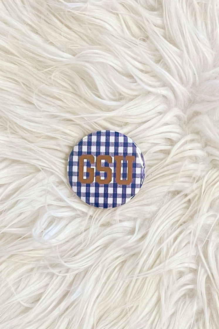 GSU Gingham Game Day Button – Sole Statesboro